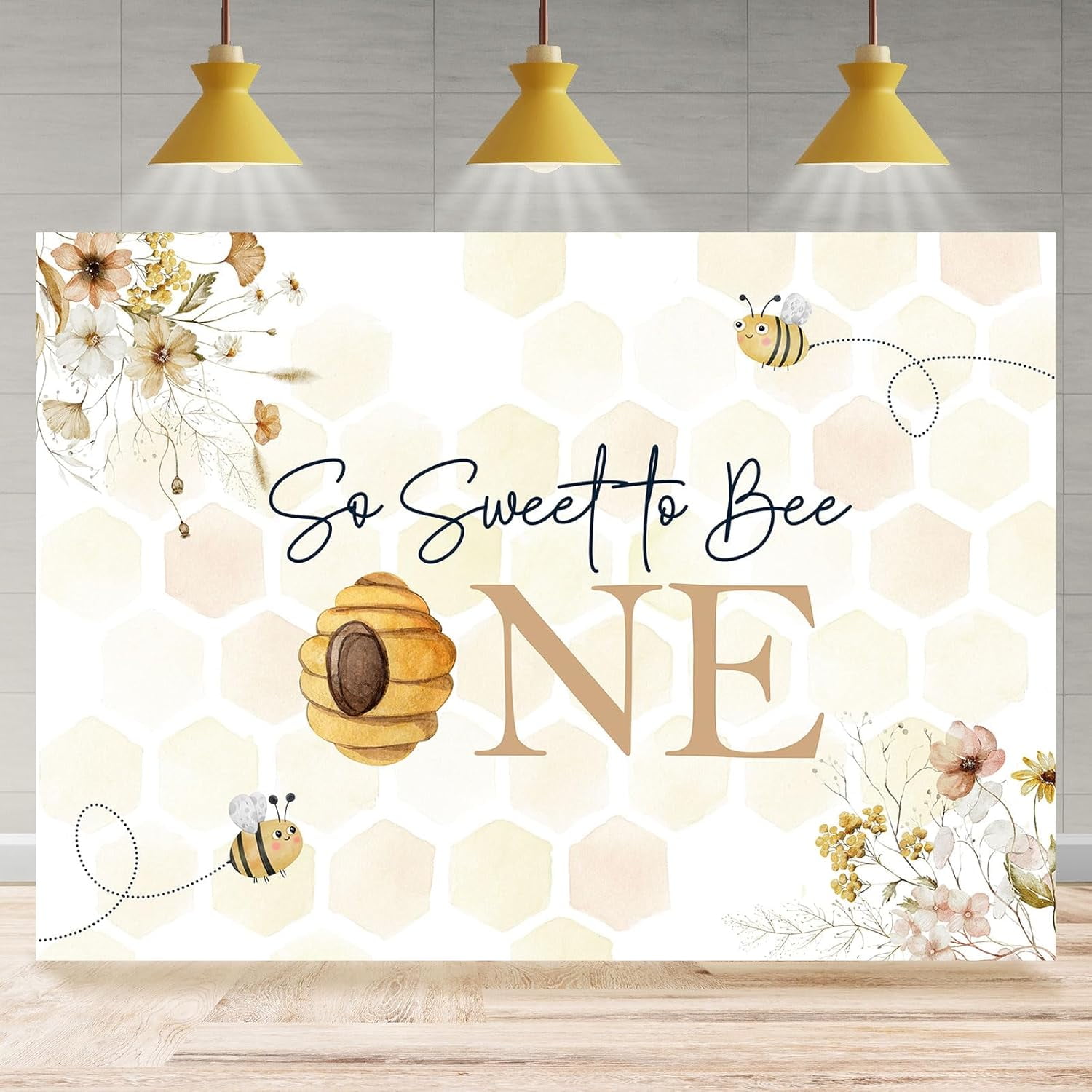 Bee 1st Birthday Backdrop So Sweet to Bee One Honey Bees Floral ...