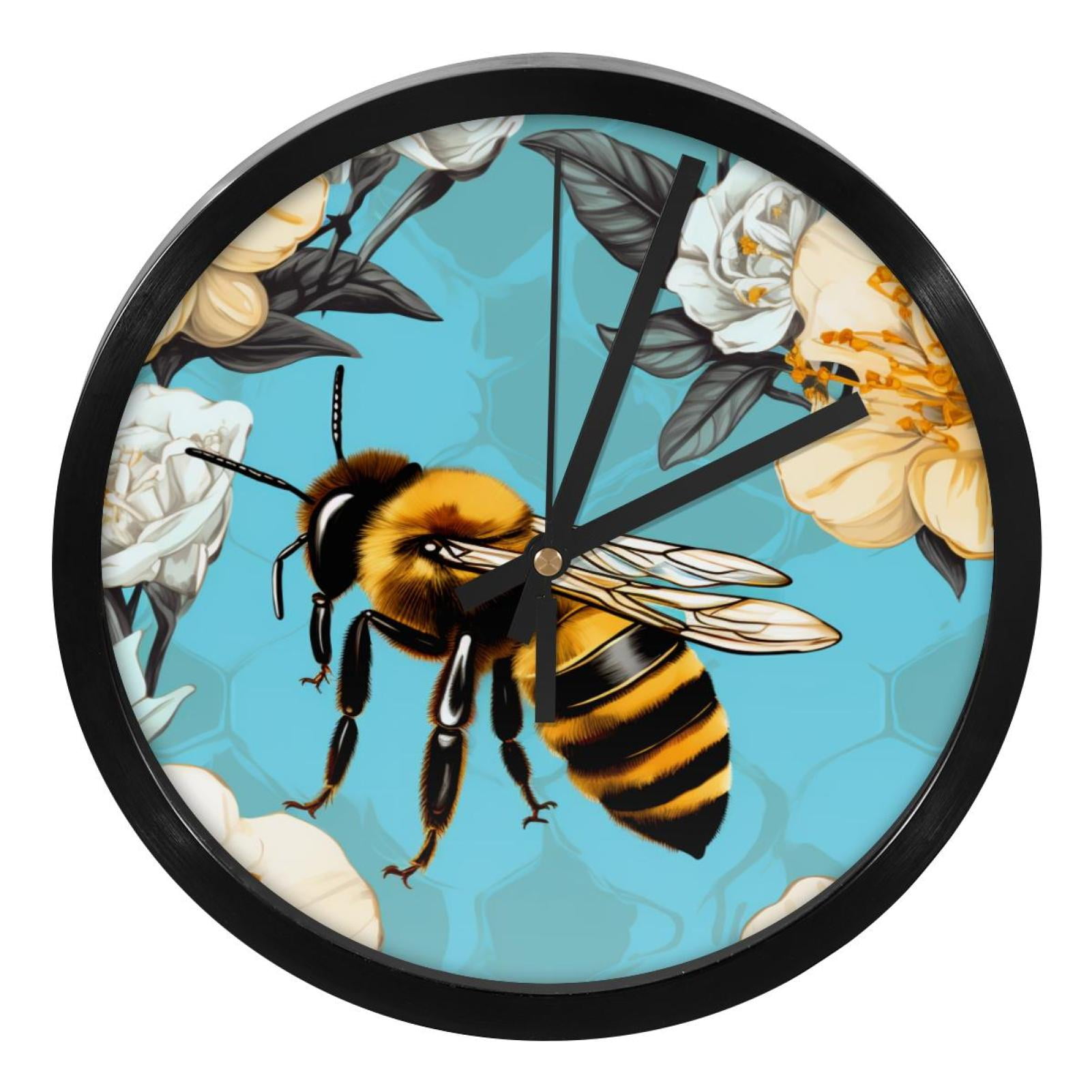 Bee 9.8 Inch Silent Round Digital Wall Clock - Battery Operated Clocks ...