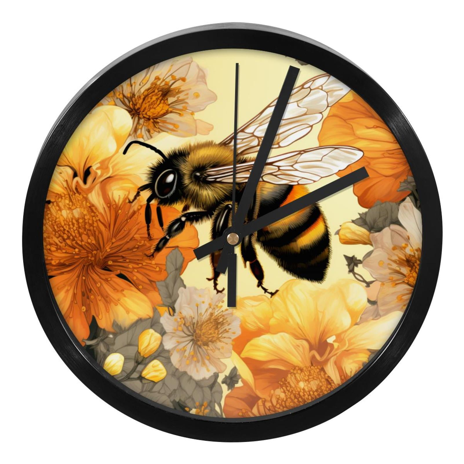Bee 9.8 Inch Silent Wall Clock, Round Digital Battery Operated Clock ...