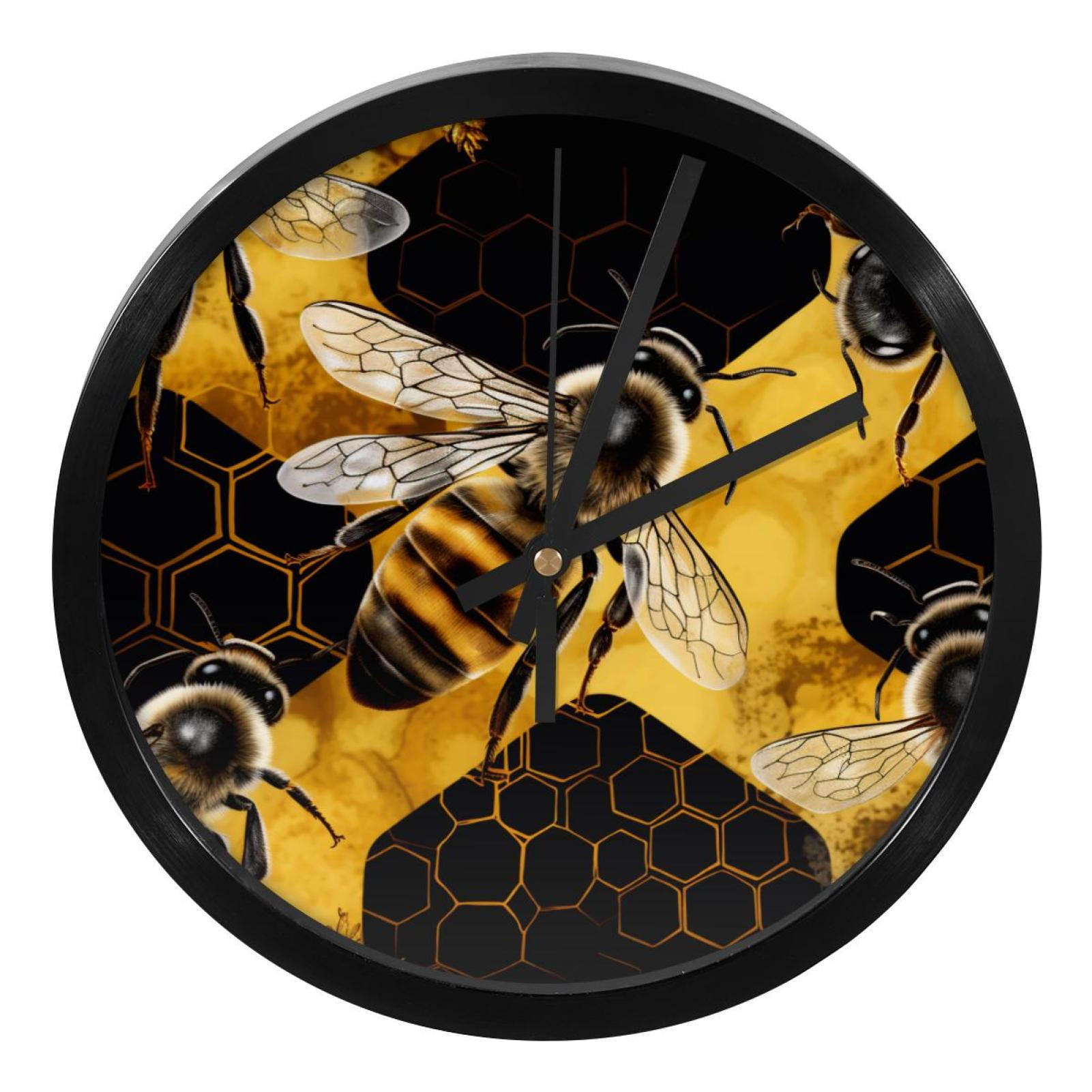 Bee 9.8 Inch Silent Wall Clock, Round Digital Battery Operated Clock ...