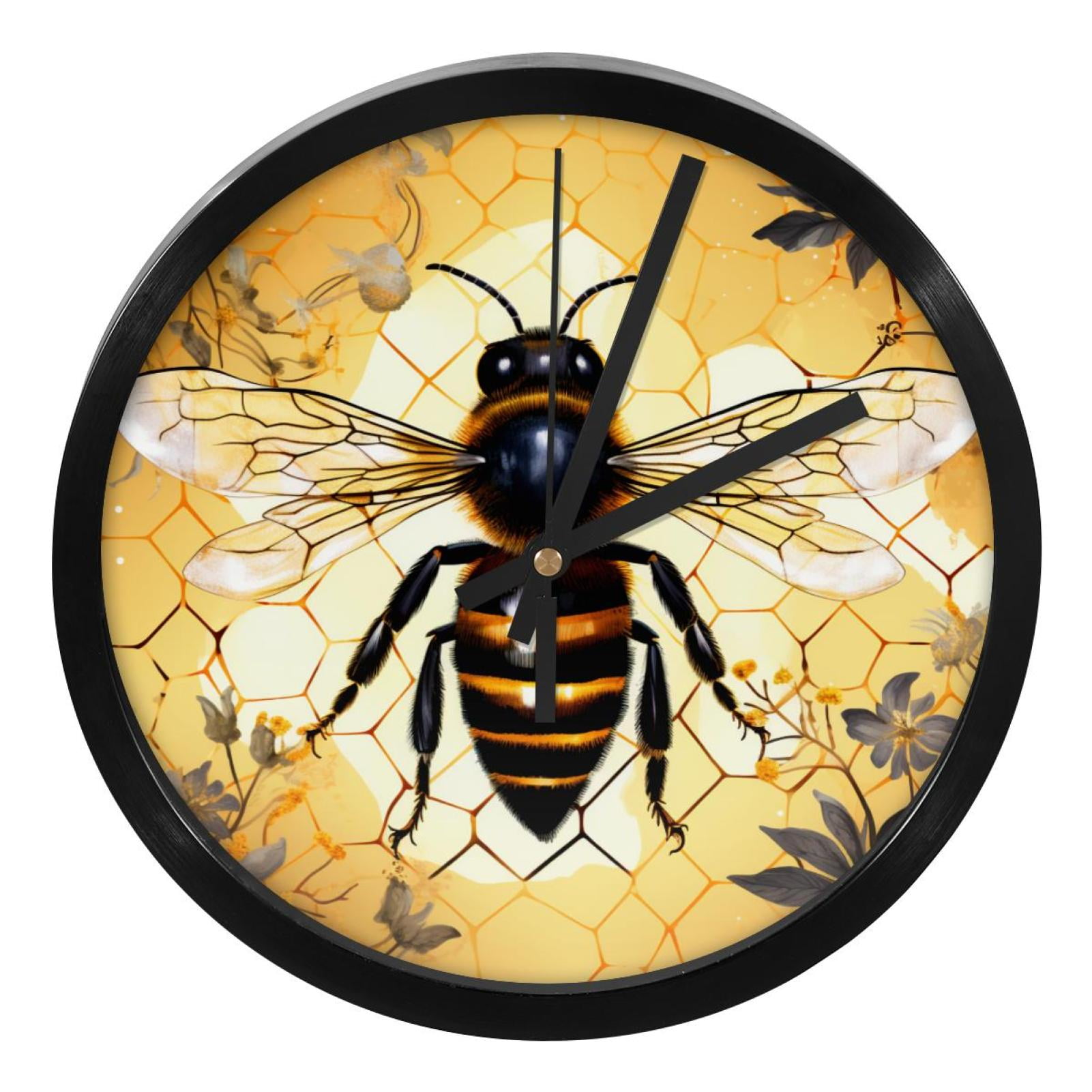 Bee 9.8 Inches Silent Wall Clock, Round Digital Battery Operated Clock ...