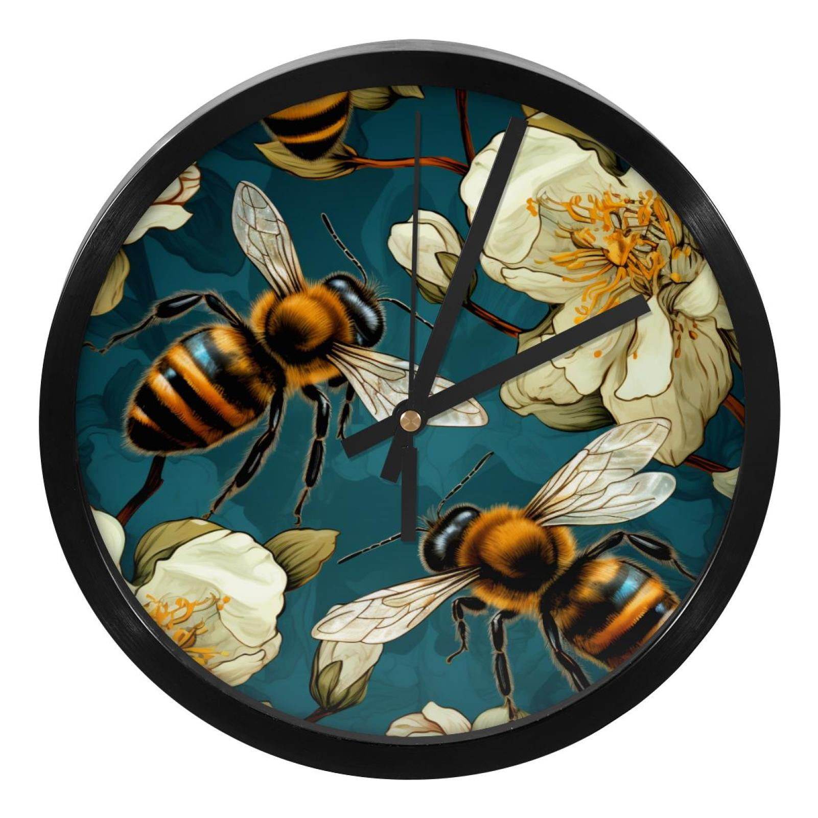Bee 9.8 Inches Silent Wall Clock, Round Digital Battery Operated Clock ...