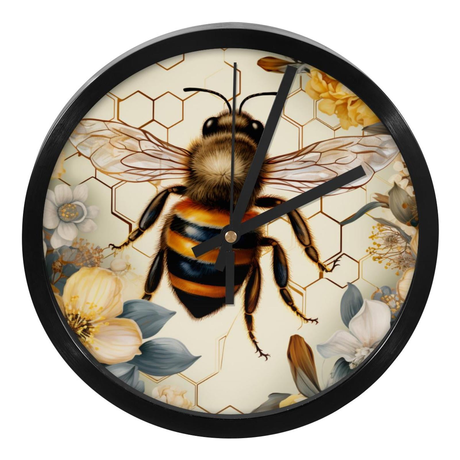 Bee 9.8 Inches Silent Wall Clock, Round Digital Battery Operated Clock ...