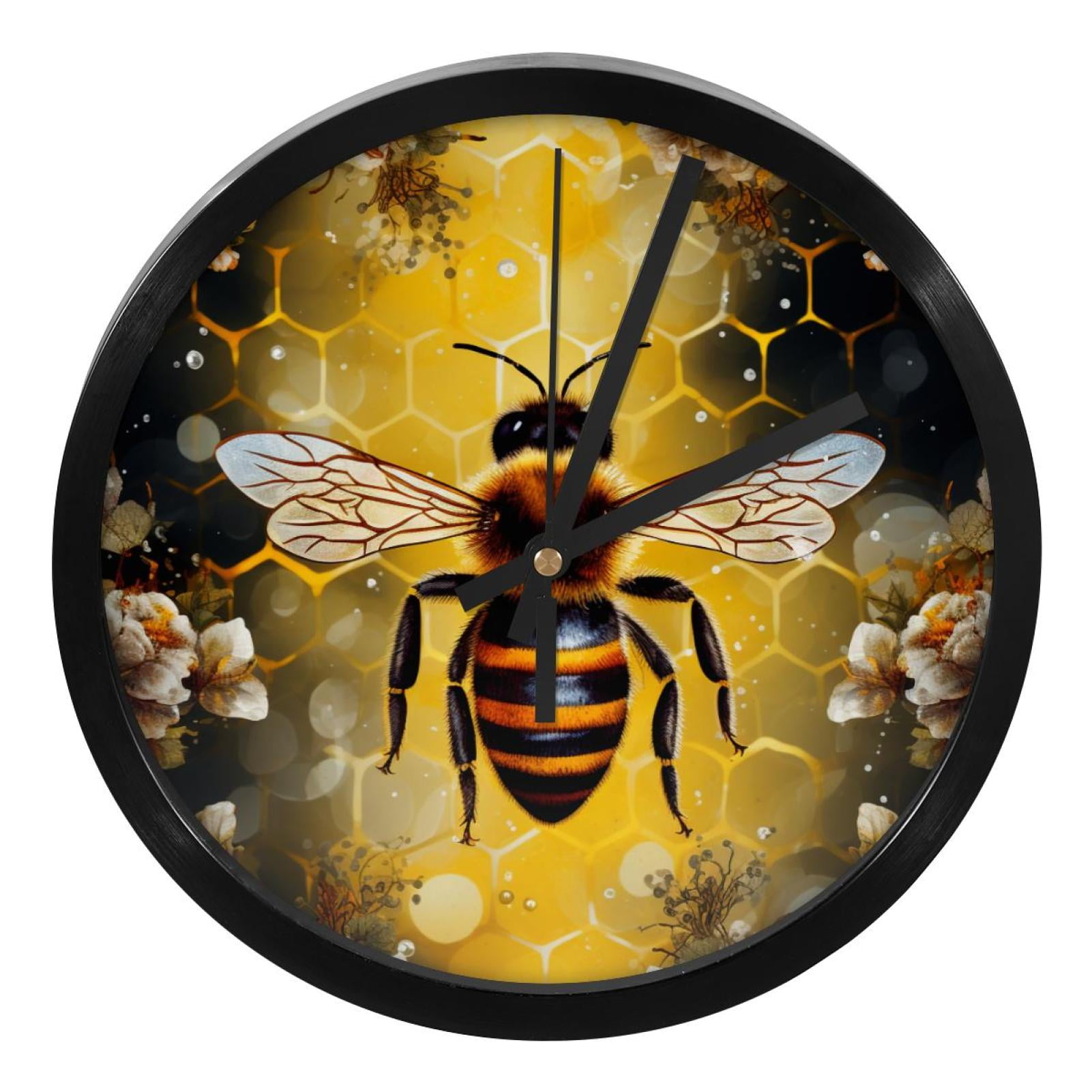 Bee 9.8 Inches Silent Wall Clock, Round Digital Battery Operated Clock ...