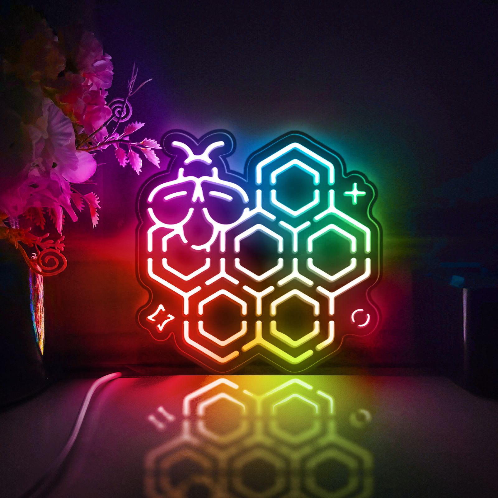 Bee And Hive Led Light Box, Dimmable Neon-Like Light Signs USB Power ...