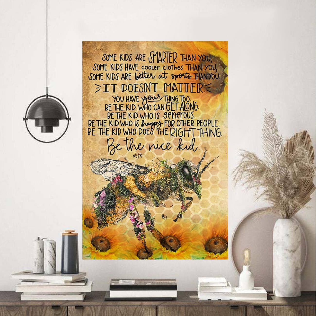 Bee And Sunflower Print Poster be the nice kid poster 16 x 24 Inch ...