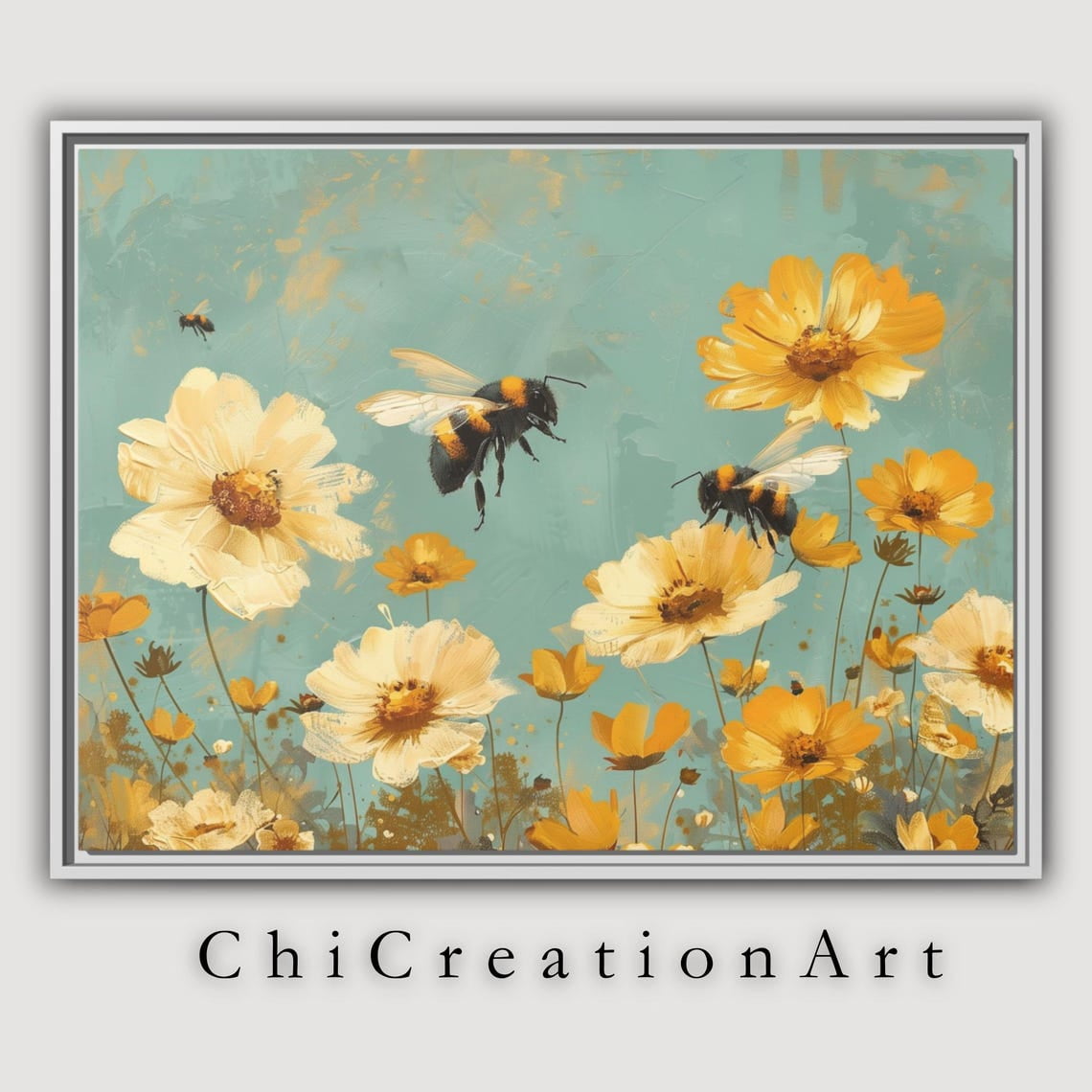Bee And Wildflower Field Print, Cottagecore Wall Art, Unframed Paper ...