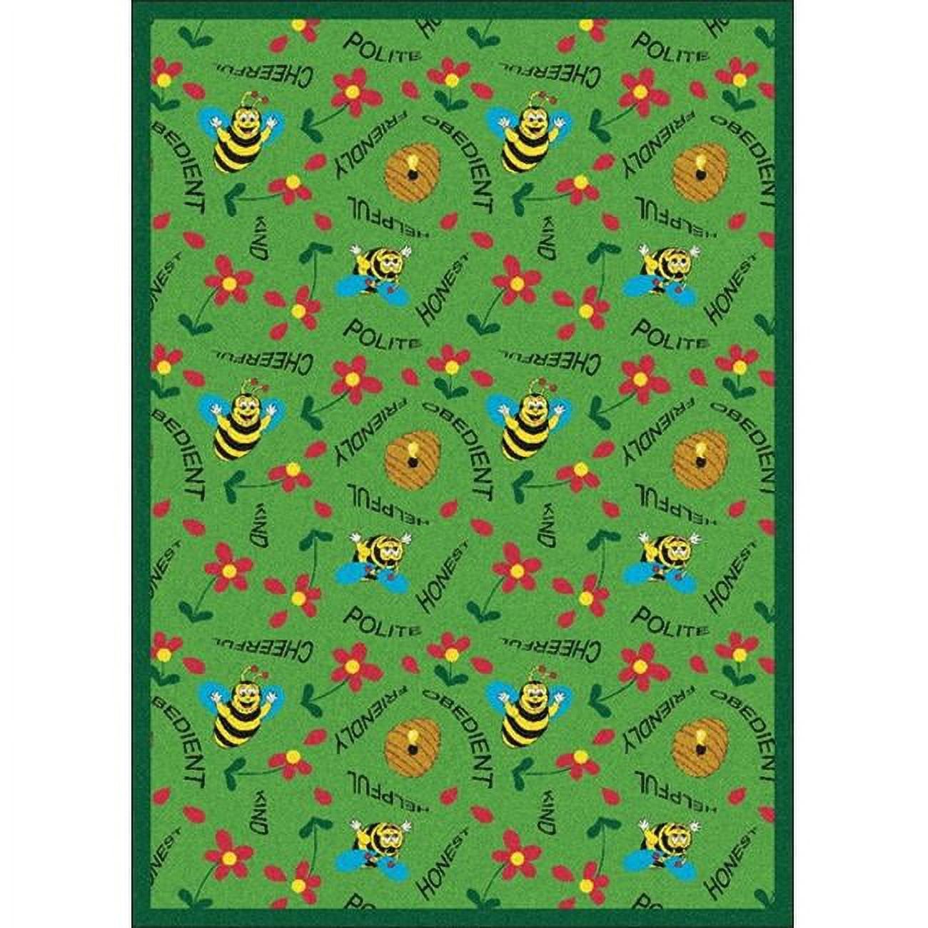 Bee Attitudes Green 5 ft.4 in. x 7 ft.8 in. WearOn Nylon Machine Tufted ...
