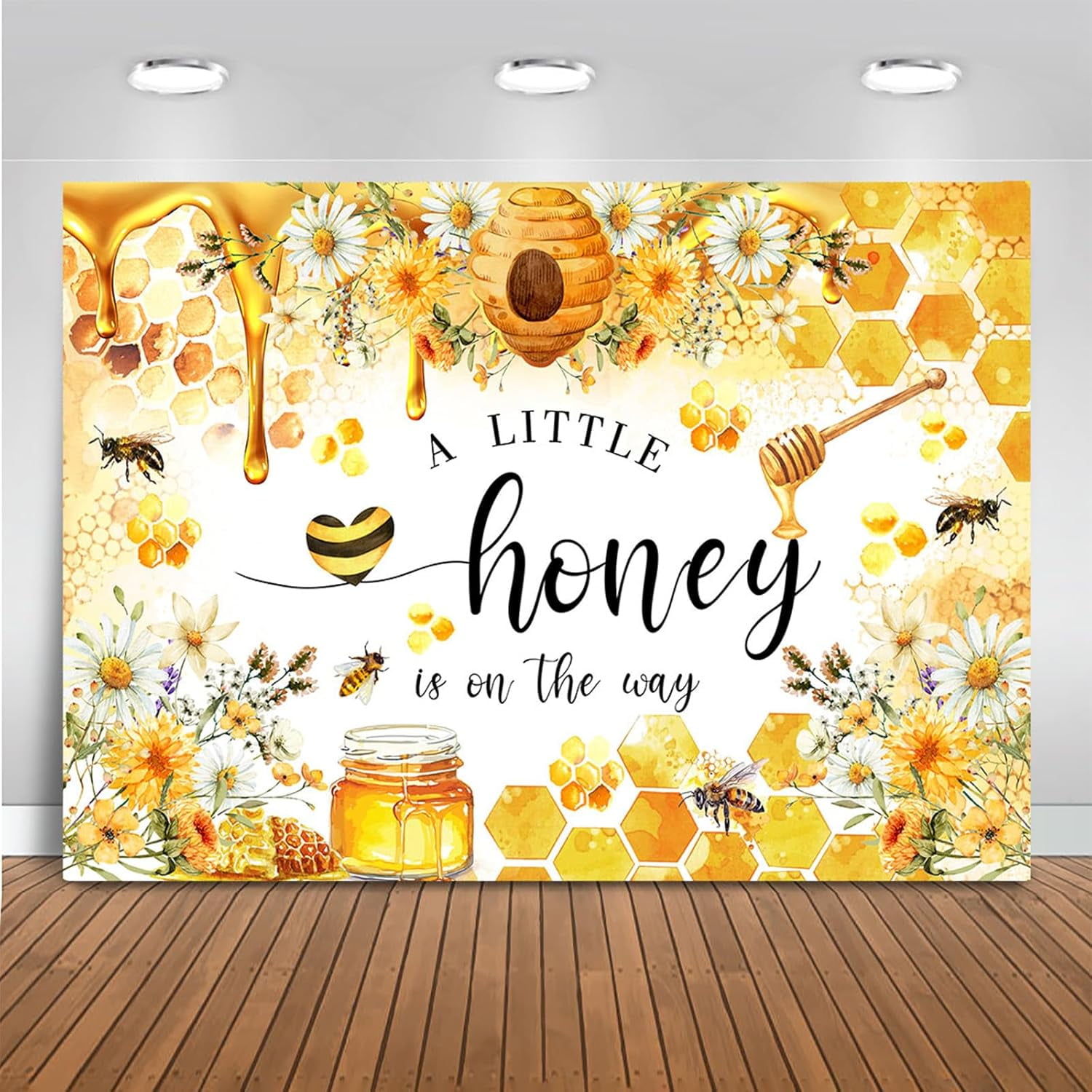 Bee Baby Shower Backdrop A Little Honey is on The Way Baby Shower Party ...