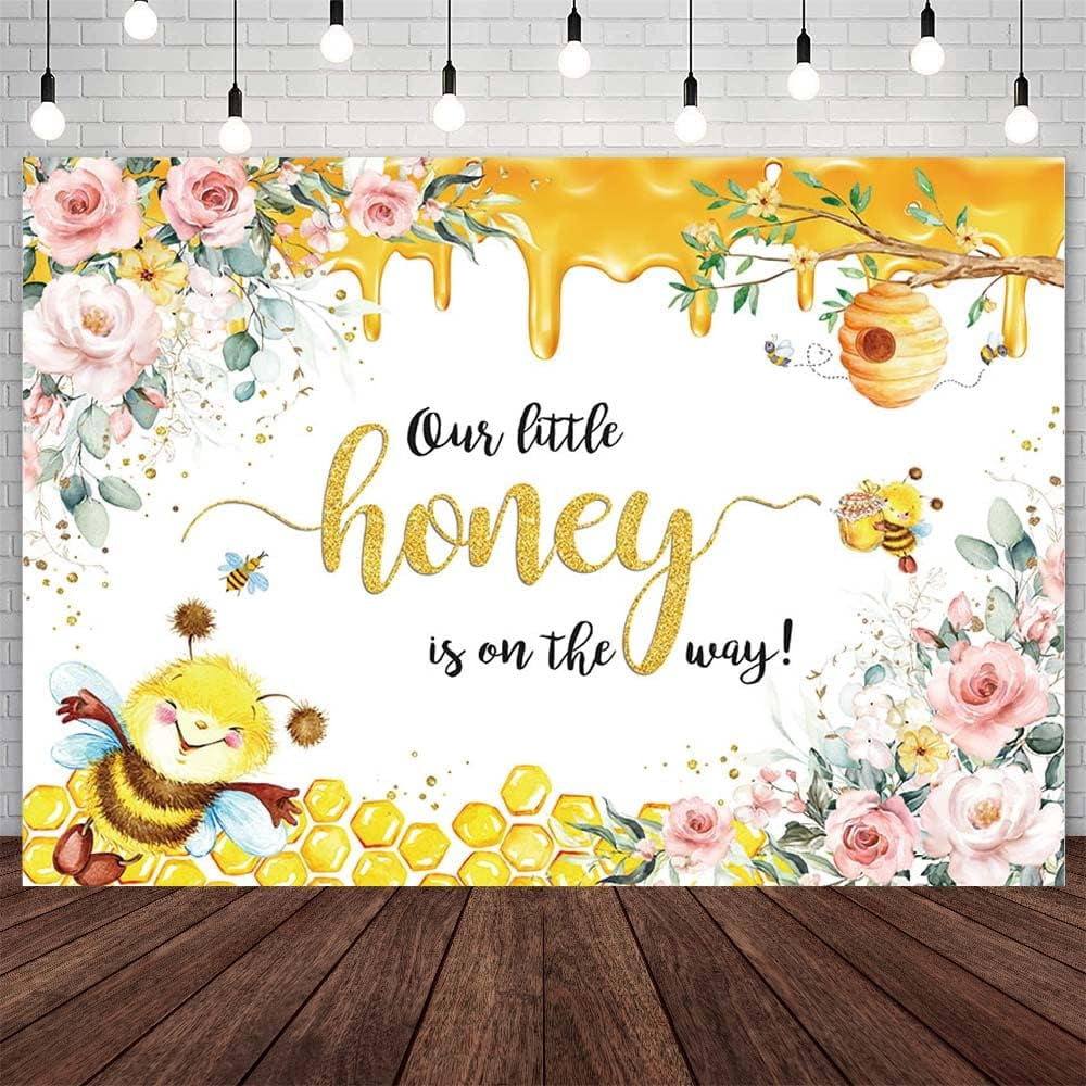 Bee Baby Shower Backdrop for Girls Our Little Honey is on The Way Baby ...