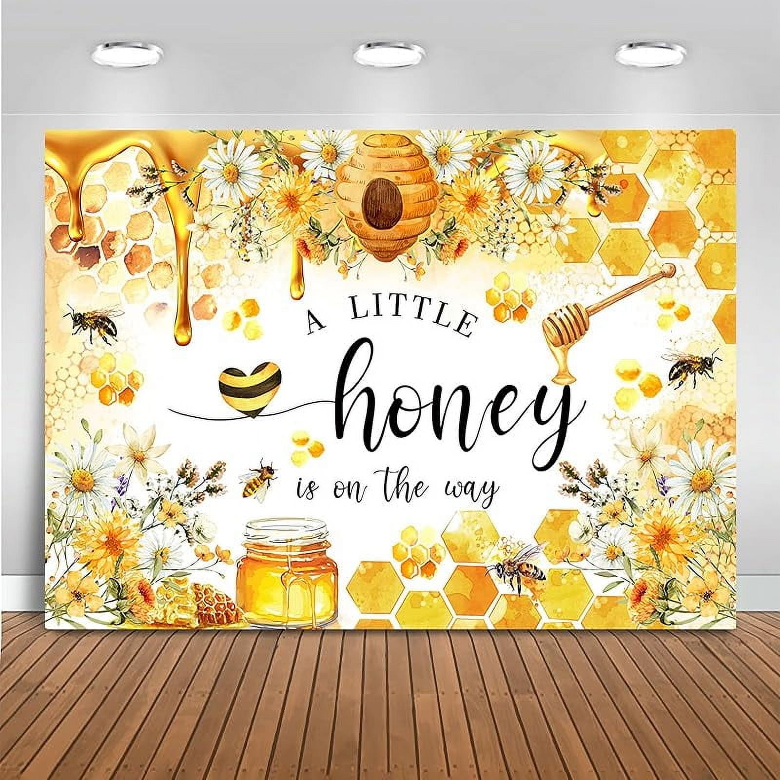 Bee Baby Shower Backdrop A Little Honey is on The Way Baby Shower Party ...