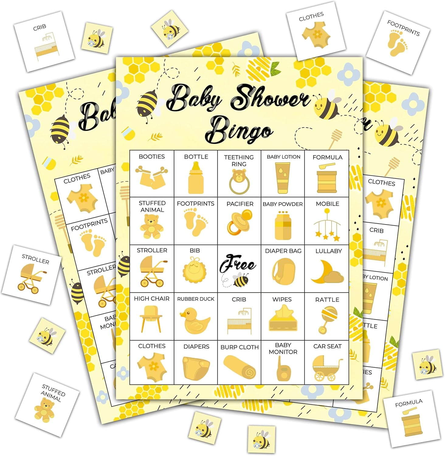 Bee Baby Shower Bingo Game, Bumble Bee Bingo Game for Adults, Baby ...