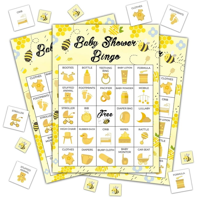 Bee Baby Shower Bingo Game, Bumble Bee Bingo Game for Adults, Baby ...