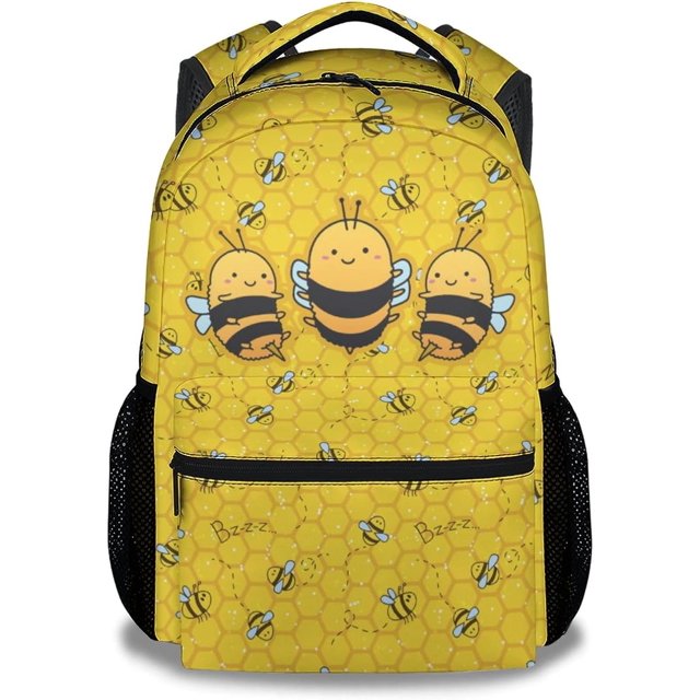 Bee Backpack for Girls Boys, 16" Cute Cartoon Backpack for School ...