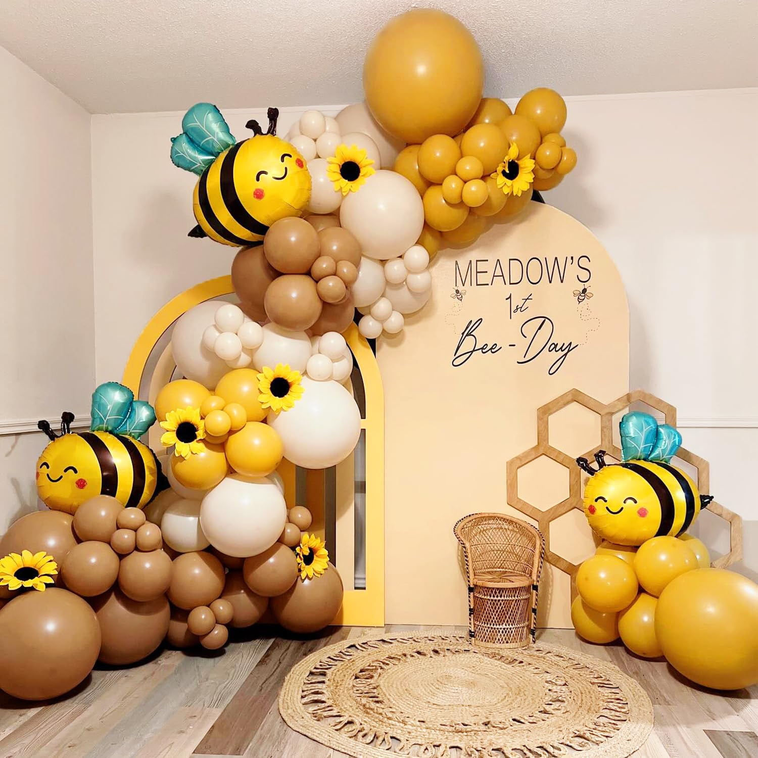 Bee Balloons Arch Kit Mustard Yellow Sand White Brown Bee Balloons for ...