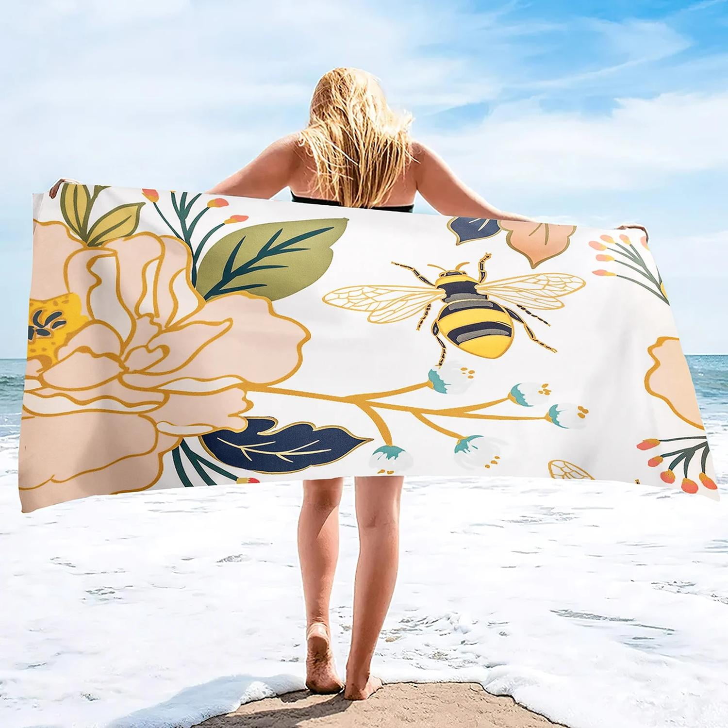 Bee Beach Towel Soft Bath Towels,Super Absorbent Cartoon Bees Pool Pool ...