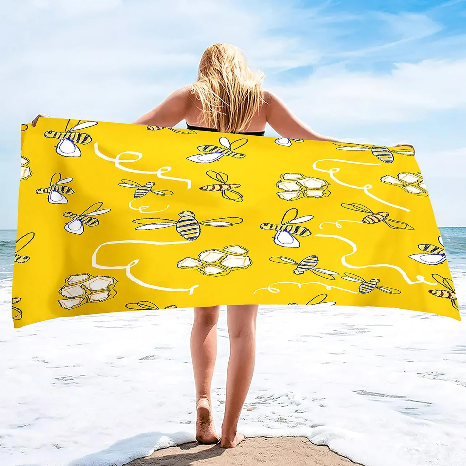 Bee Beach Towel Soft Bath Towels,Super Absorbent Cartoon Bees Pool Pool ...