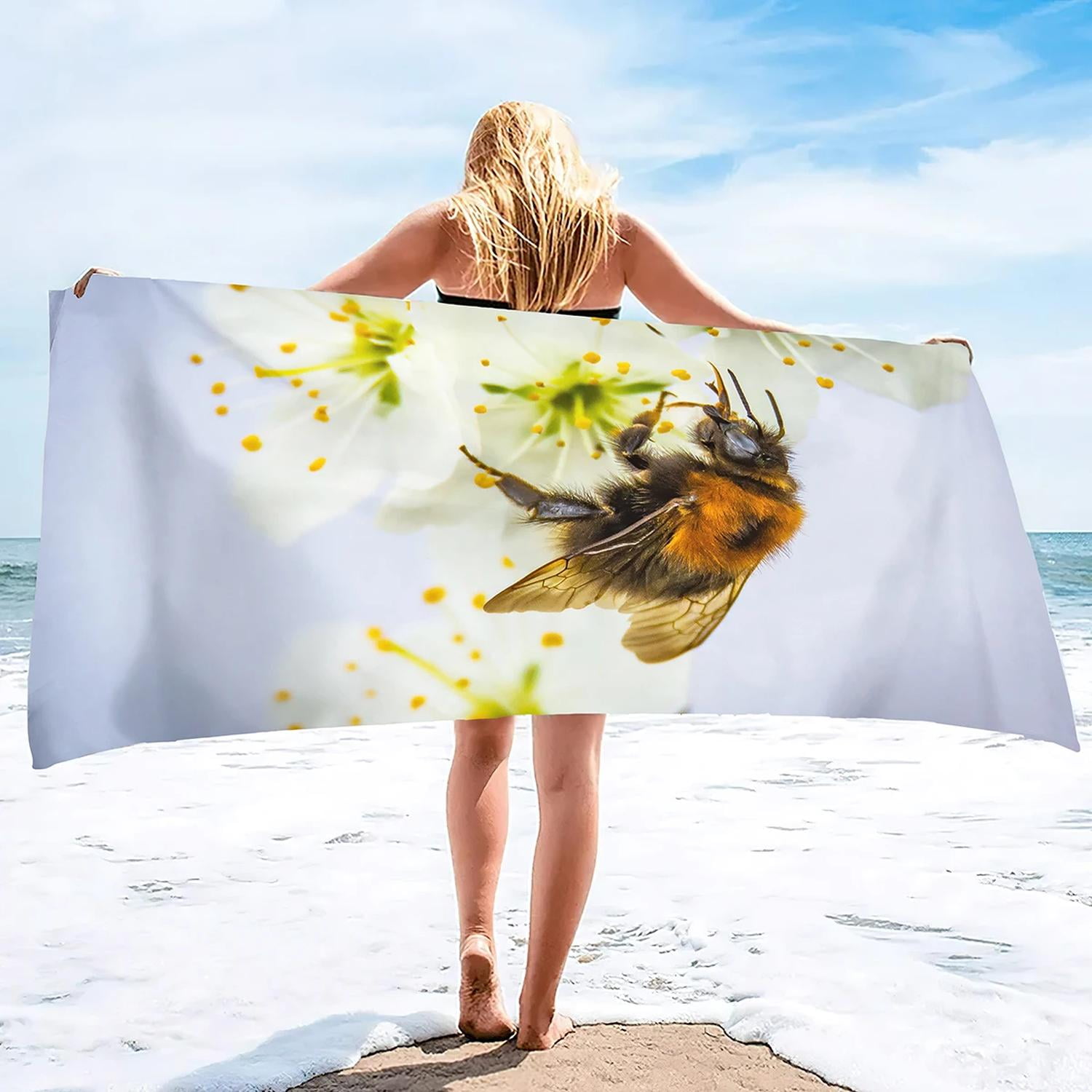 Bee Beach Towel Soft Bath Towels,Super Absorbent Cartoon Bees Pool Pool ...