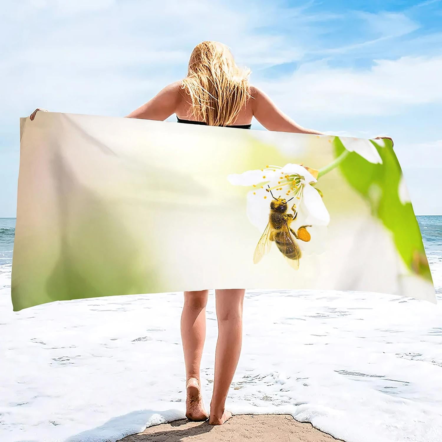 Bee Beach Towel, Soft Bath Towels,Super Absorbent, Cartoon Bees Pool ...