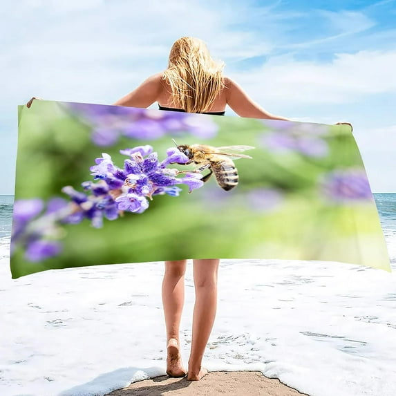 Bee Beach Towel, Soft Bath Towels,Super Absorbent, Cartoon Bees Pool ...