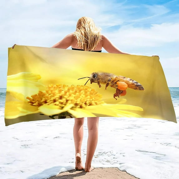 Bee Beach Towel Soft Bath Towelssuper Absorbent Cartoon Bees Pool