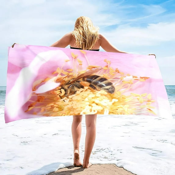 Bee Beach Towel, Soft Bath Towels,Super Absorbent, Cartoon Bees Pool ...