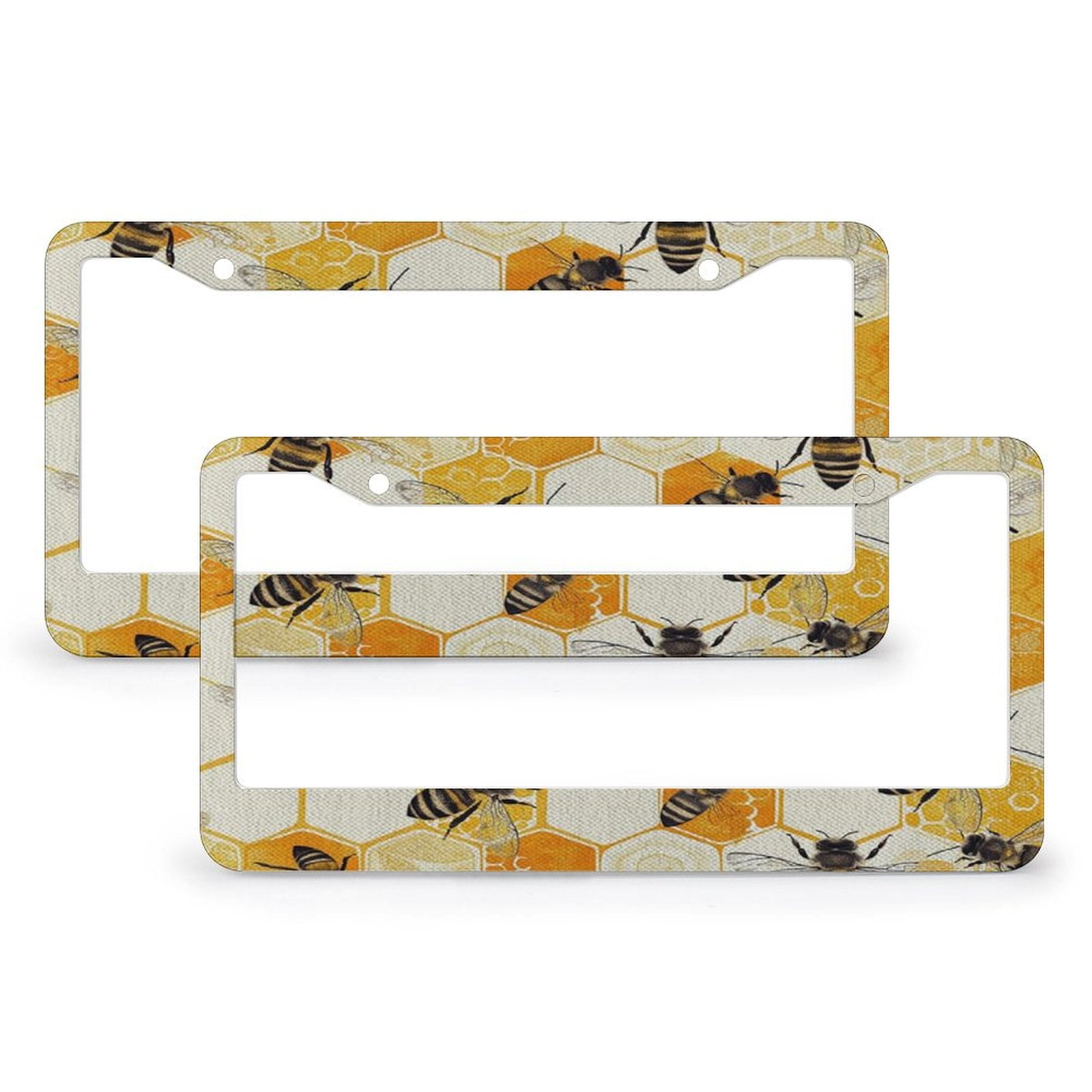 Bee Bees And Honeycomb Yellow And Black Aluminum Metal Car License ...