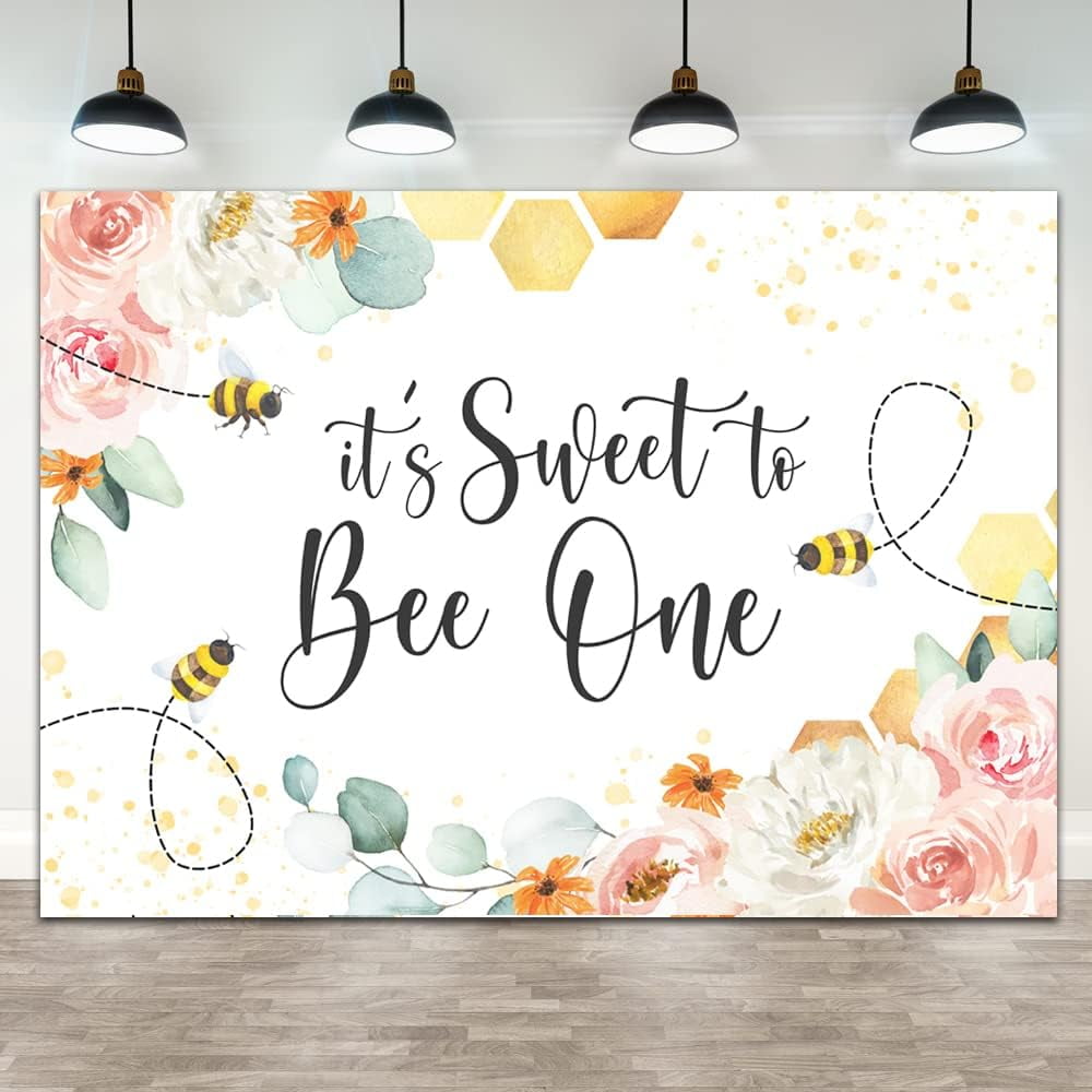 Bee Birthday Backdrop It's Sweet to Bee One Girls 1st Birthday Backdrop ...