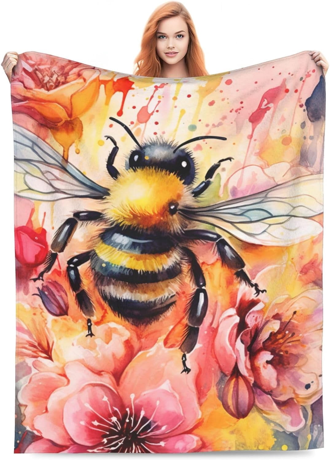 Bee Blanket for Adults Kids Bee Blanket Gifts 60" x 50" Flannel Bee ...