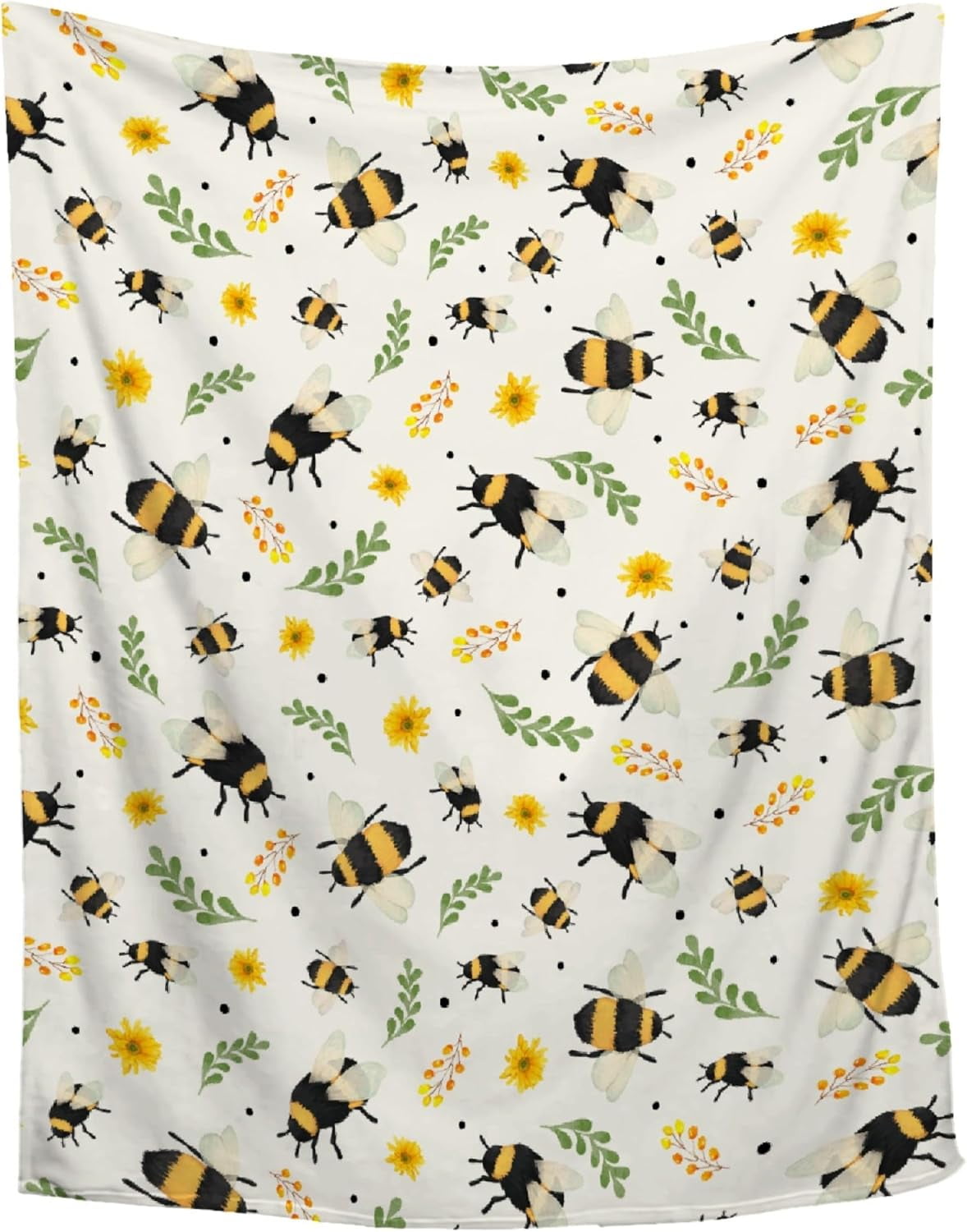Bee Blanket Sunflower Floral Blanket - Plush Flannel Flower Bee Blanket ...