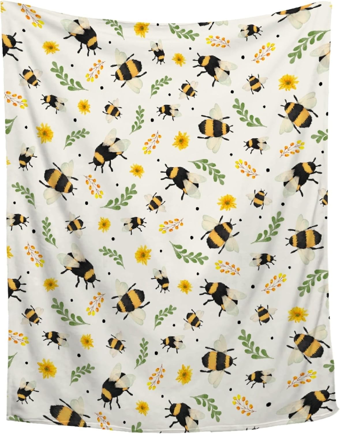 Bee Blanket Sunflower Floral Blanket - Plush Flannel Flower Bee Blanket ...