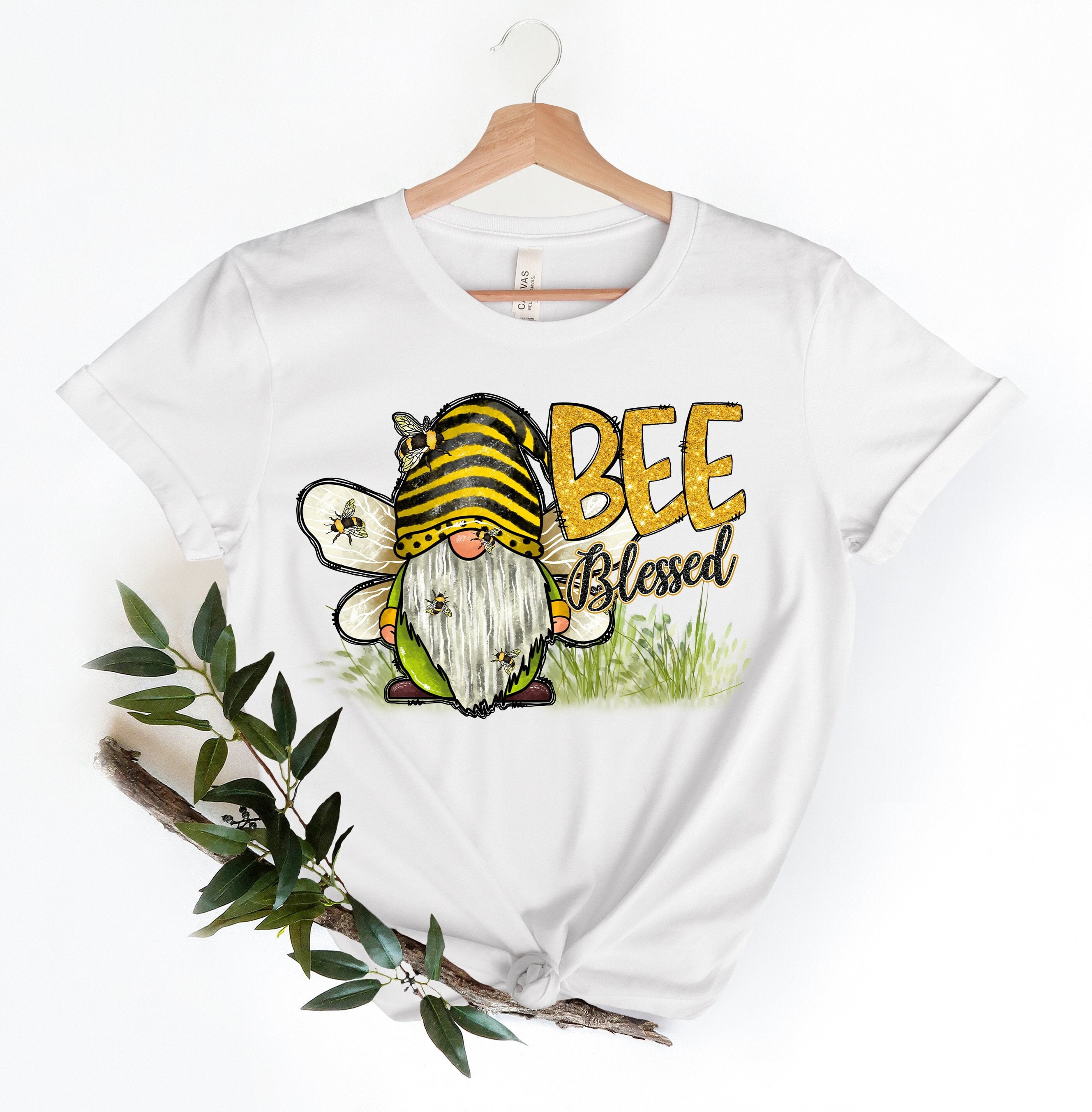 Bee Blessed Gnome Spring Shirt, Sunflowers, Gnomes, Bees, Gnomes, Gnome ...