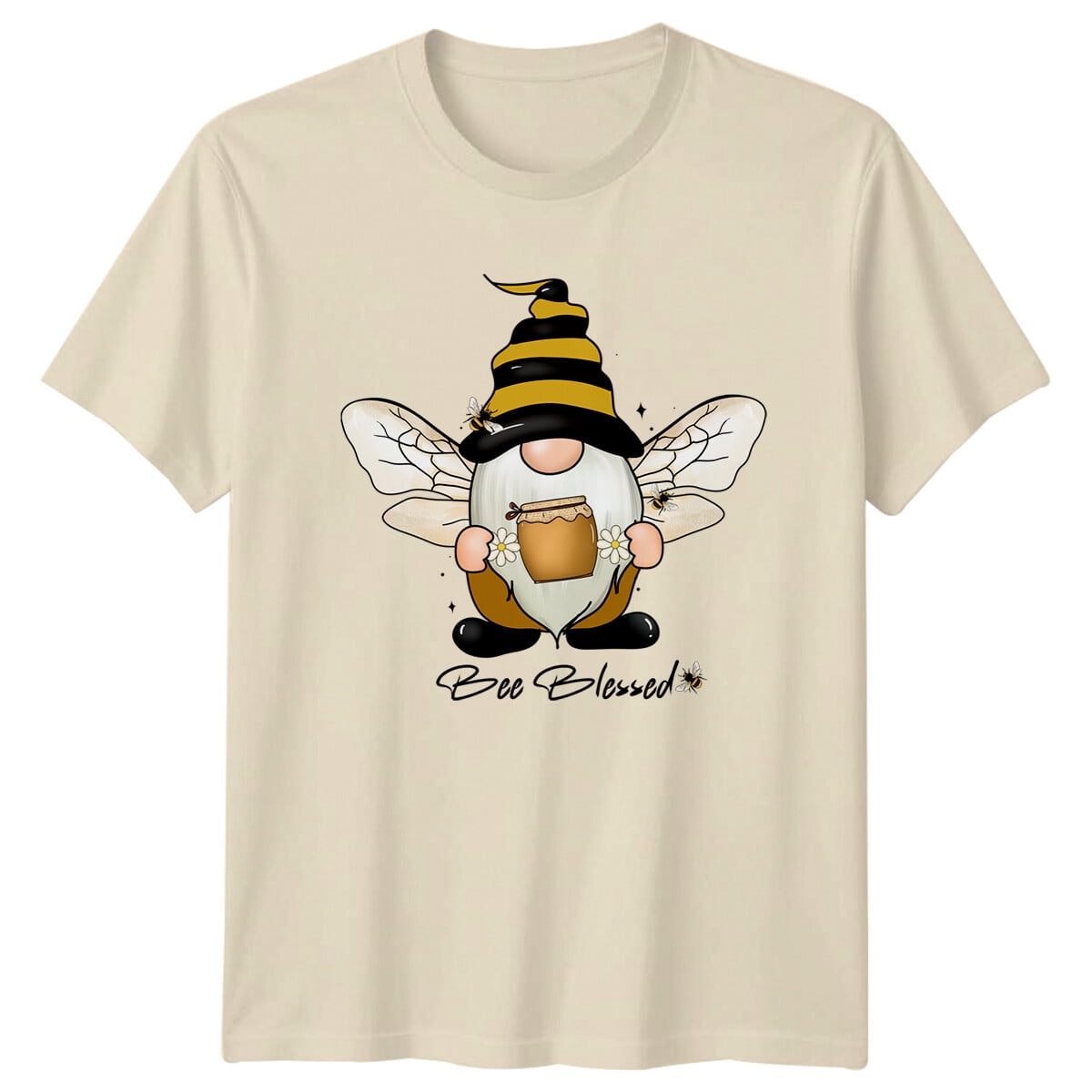 Bee Blessed Gnome With Flowers T-Shirt Cute Nature Lover Tee - Walmart.com