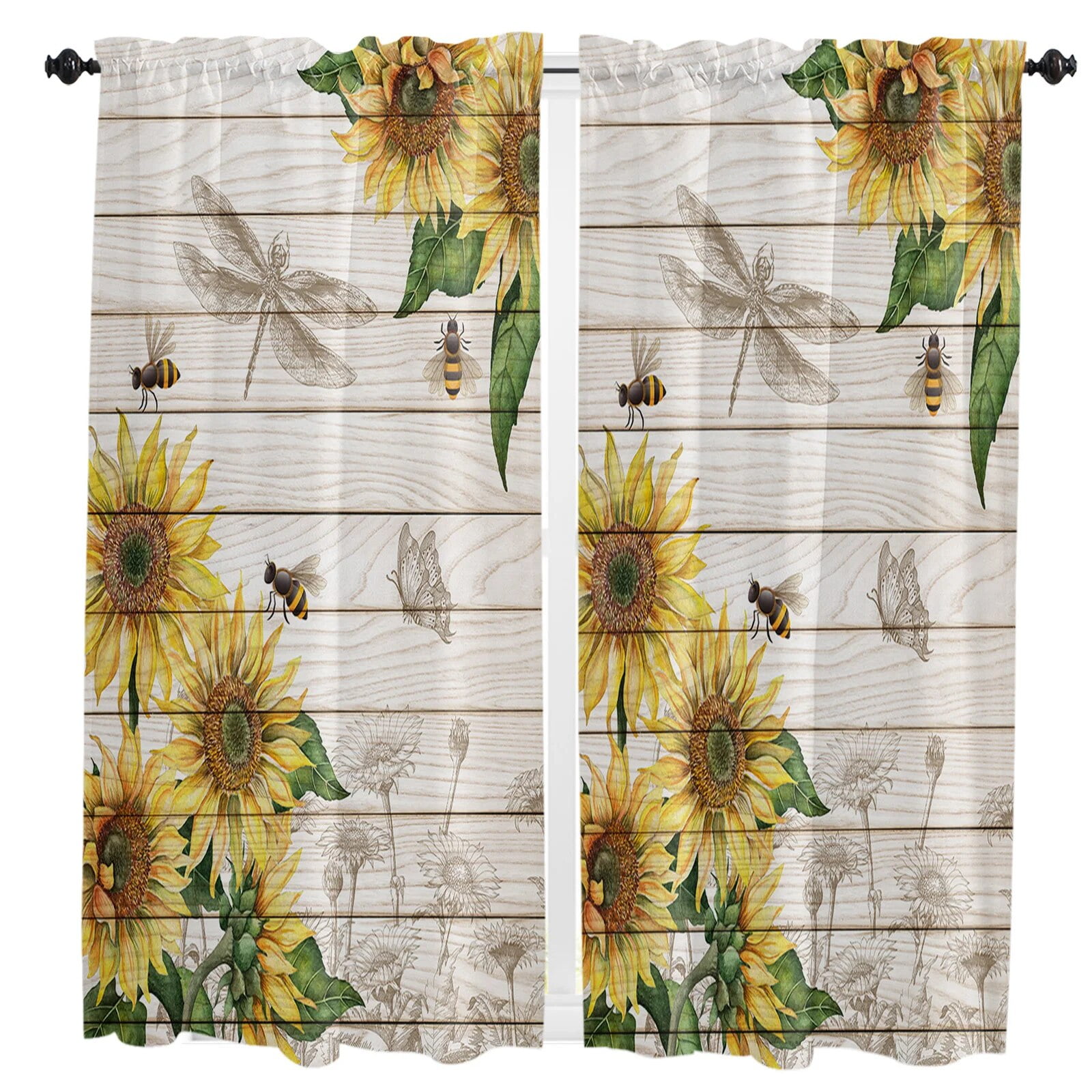 Bee Cartoon Curtain For Living Room Kids Bedroom Kitchen Window ...