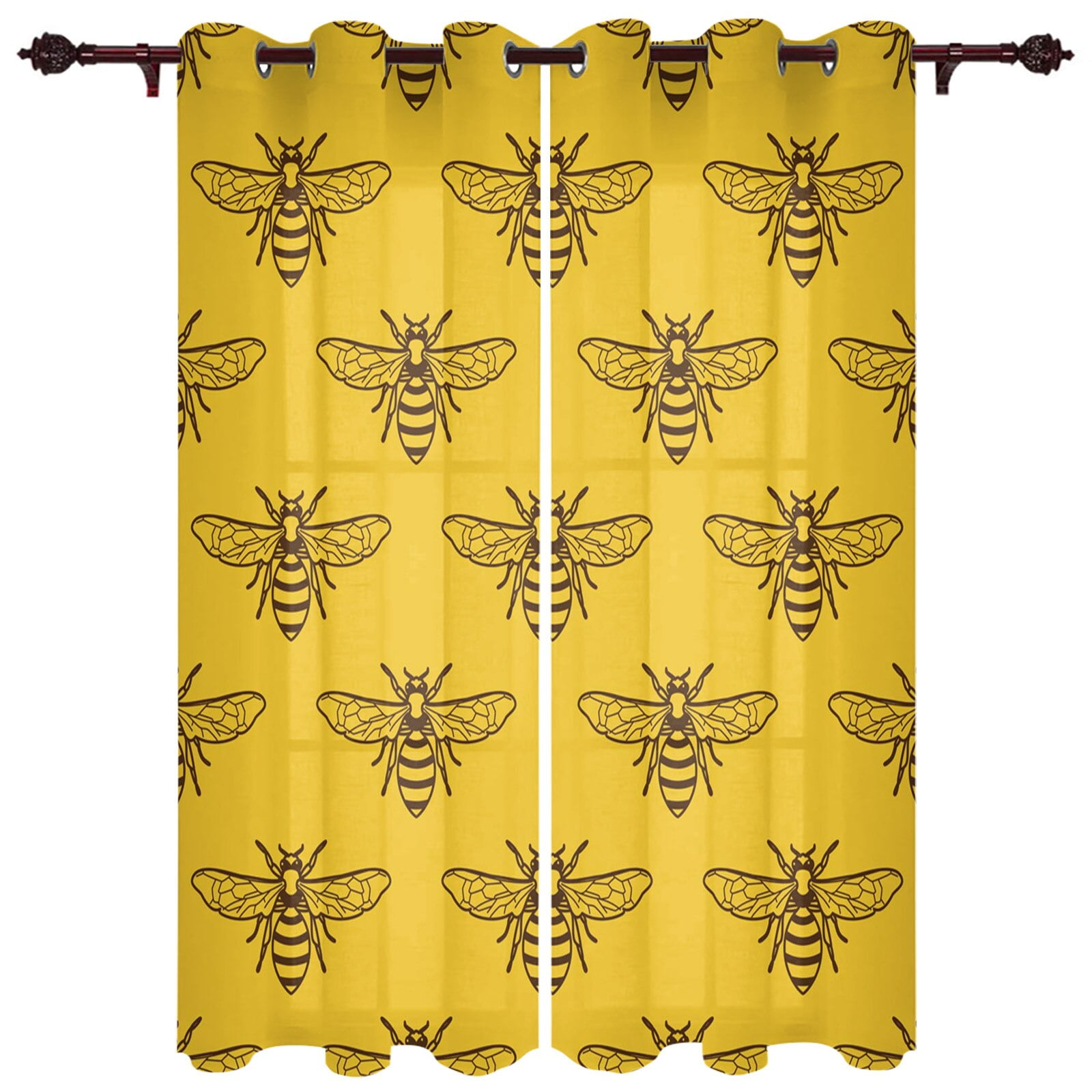 Bee Cartoon Window Curtains Home Decor Bedroom Window Treatments ...