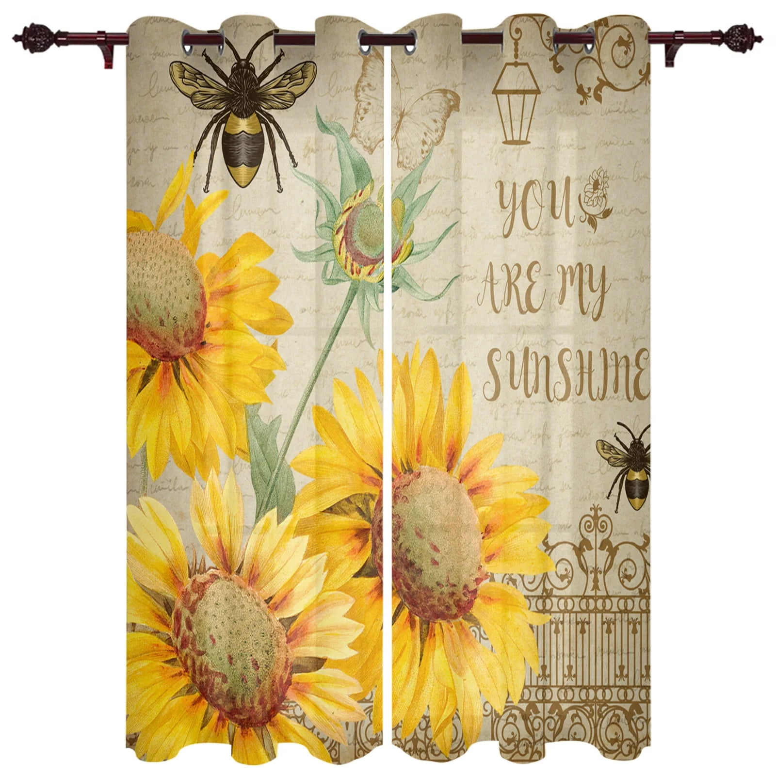 Bee Cartoon Window Curtains Home Decor Bedroom Window Treatments ...