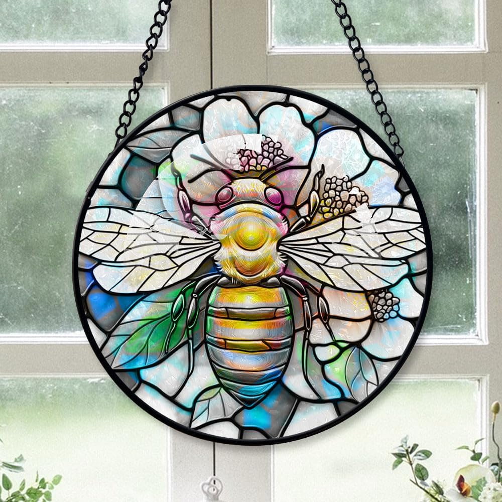 Bee Christmas Stained Glass, Bee Ornament, Bee Christmas Décor, Xmas ...