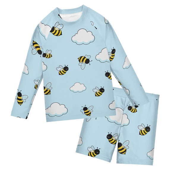 Bee Cloud Pattern Boys' Bathing Suit UPF 50+ Boys' Rash Guard Sets ...