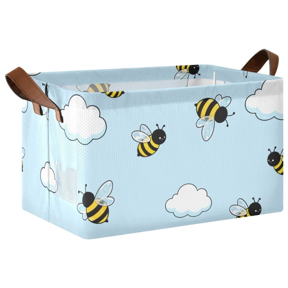 Bee Cloud Pattern Collapsible Storage Bin Open Home Shelf Basket Water ...