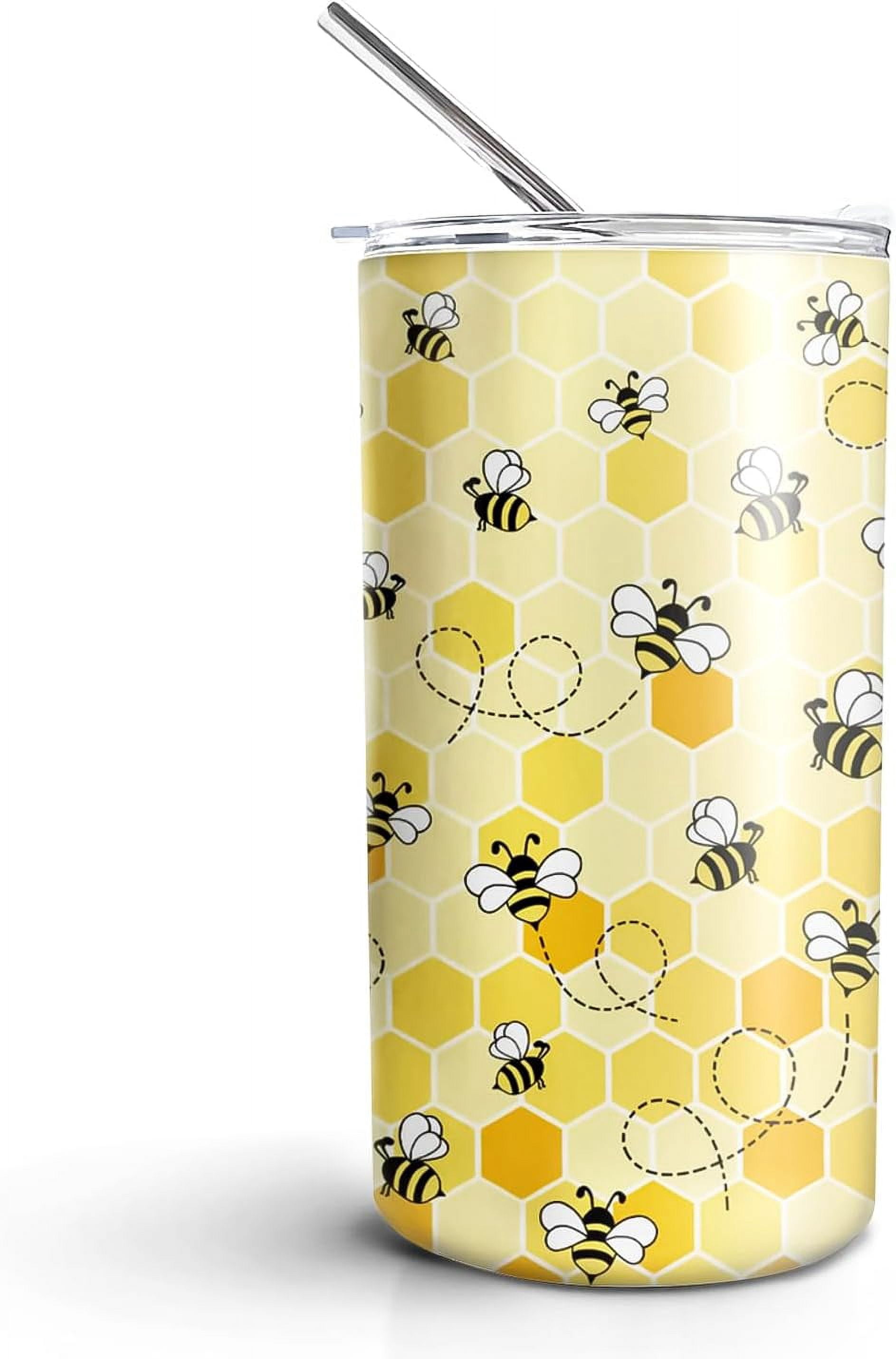 Bee Coffee Cup 600 ML, Cute Yellow Bee Tumbler Coffee Mug Travel Mug ...