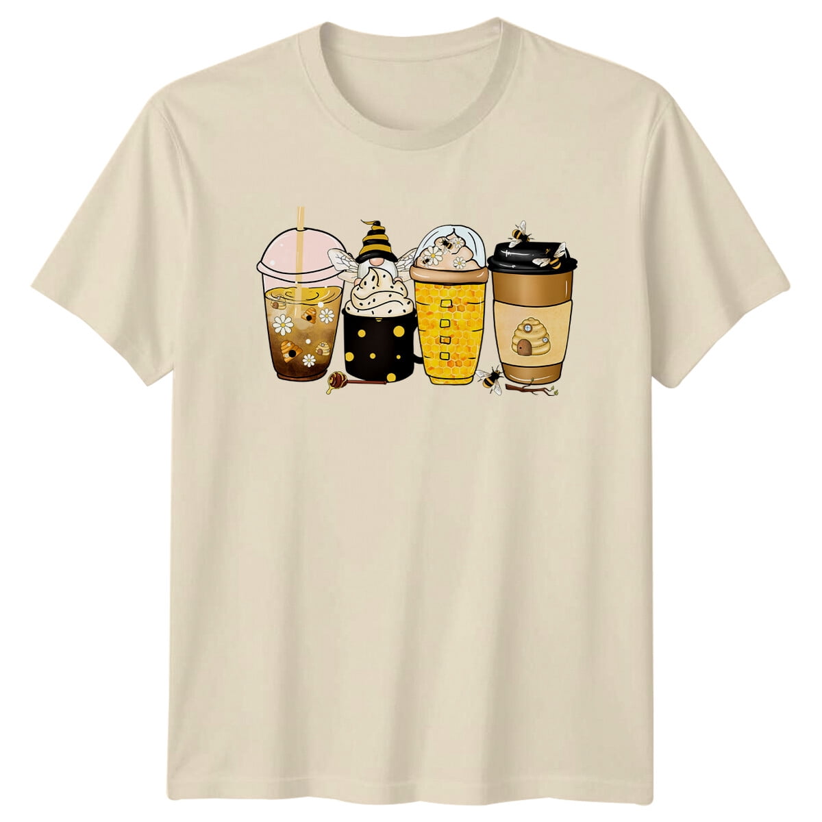 Bee Coffee Drinks T-Shirt, Nature Lover Tee, Cute Honeycomb Design All ...