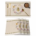 Bee Cotton Linen Placemats Set of 12, Insects Yellow Floral Wreath ...