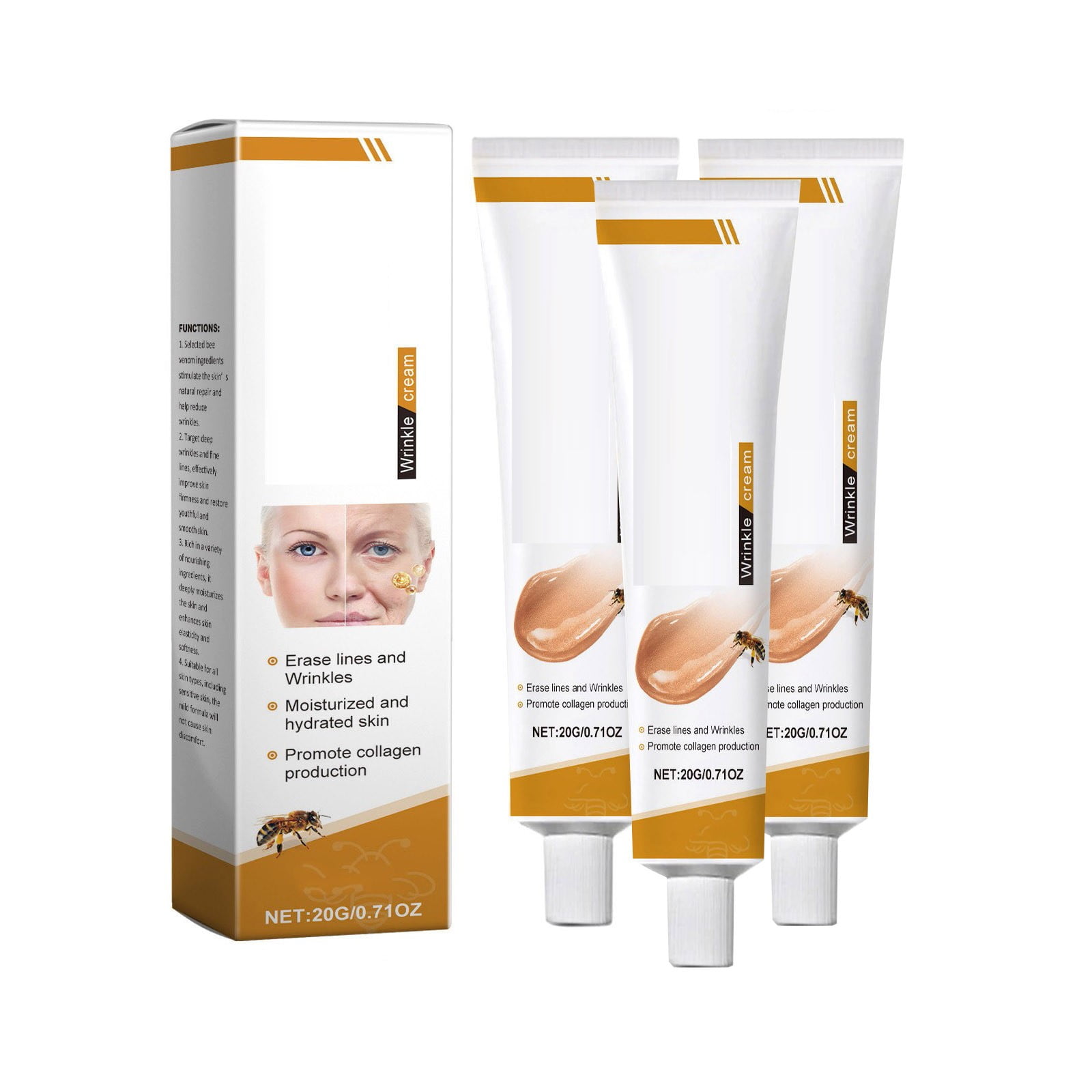 Bee Cream, Wrinkle Removal & Firming, 4 Inch Effectively Tightens and ...