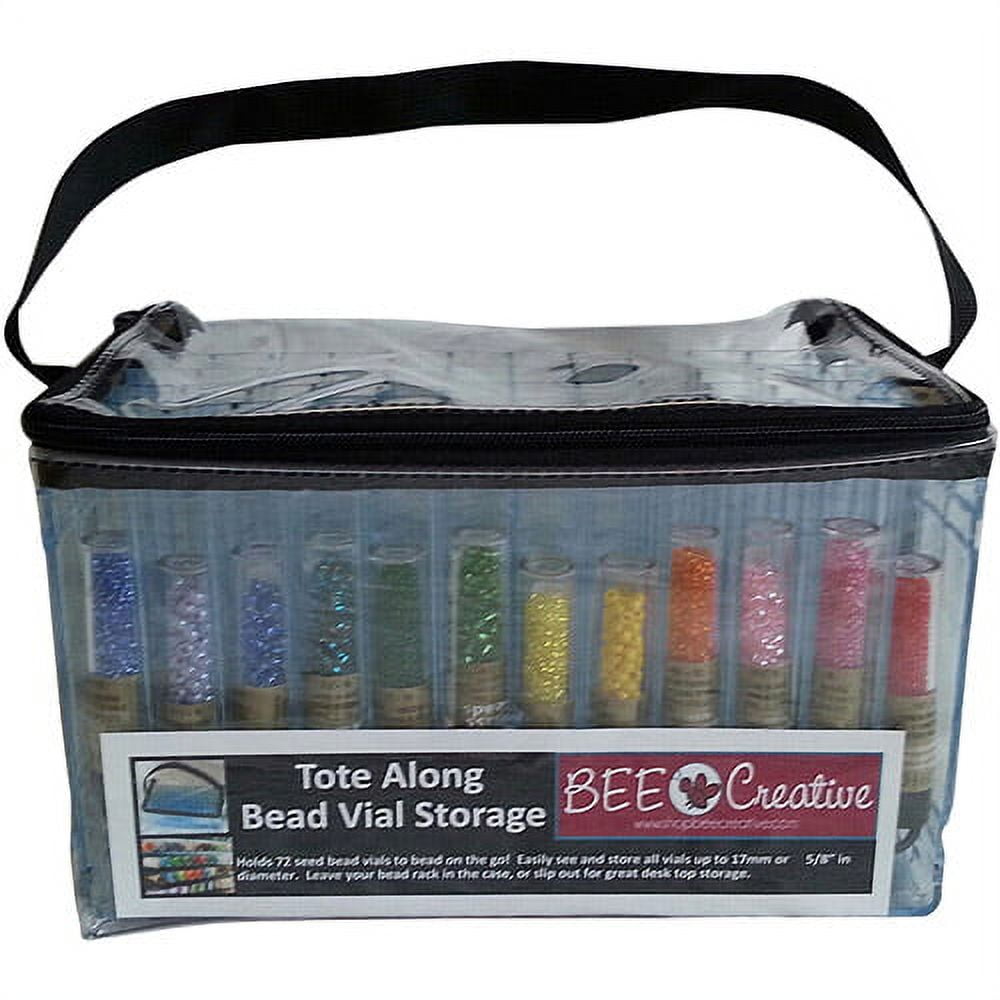 Bee Creative Tote Along Bead Vial Storage Bag 10"X5.75"X6"-Clear, Pk 1 ...