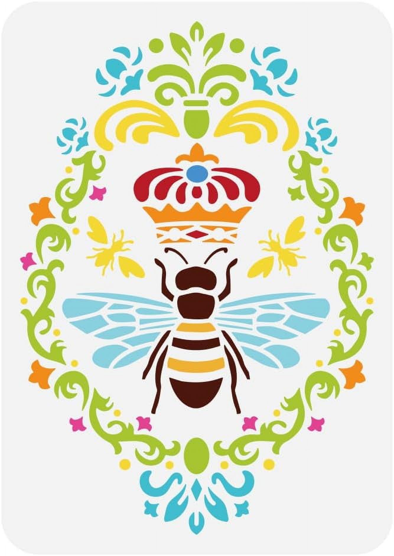 Bee Crown Stencil for Painting 8.3x11.7inch Large Bees Crown Pattern Drawing Template Reusable ...