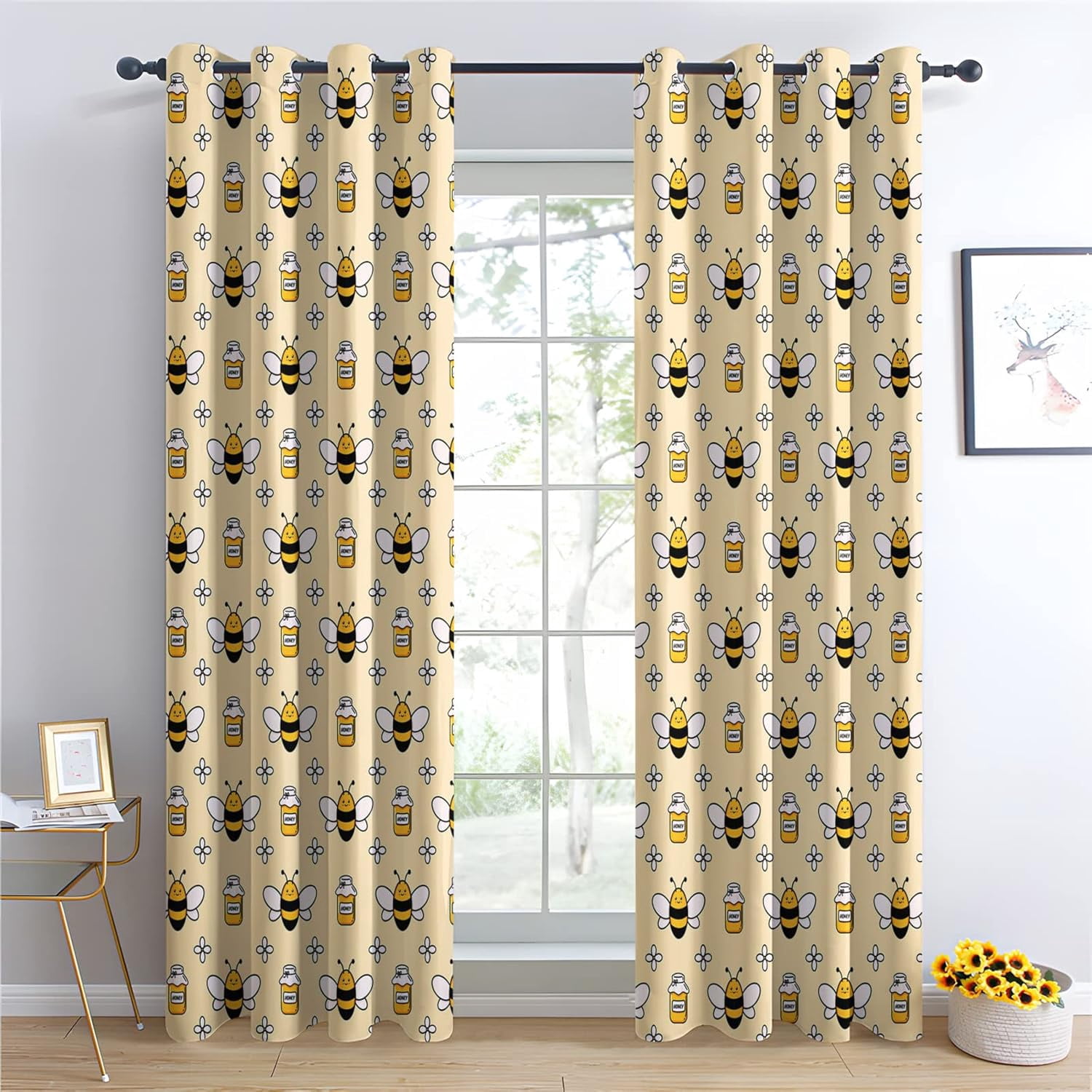 Bee Curtains Bumble Bee Blackout Curtains For Bedroom Living Room ...