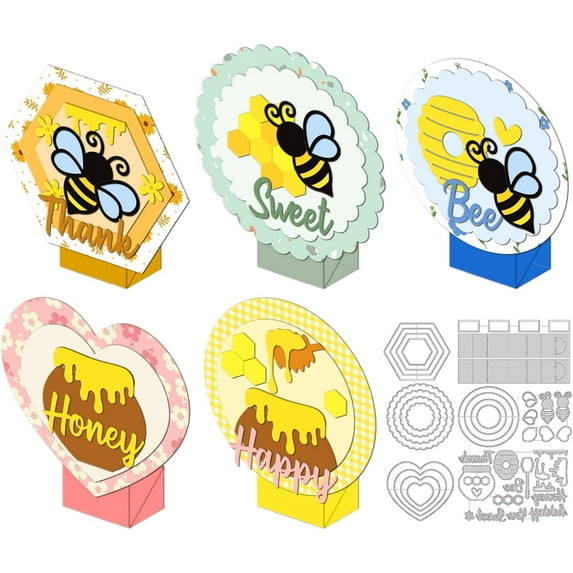 Bee Cut Dies Slider Card Metal Cutting Dies Heart Flat Round Flower ...