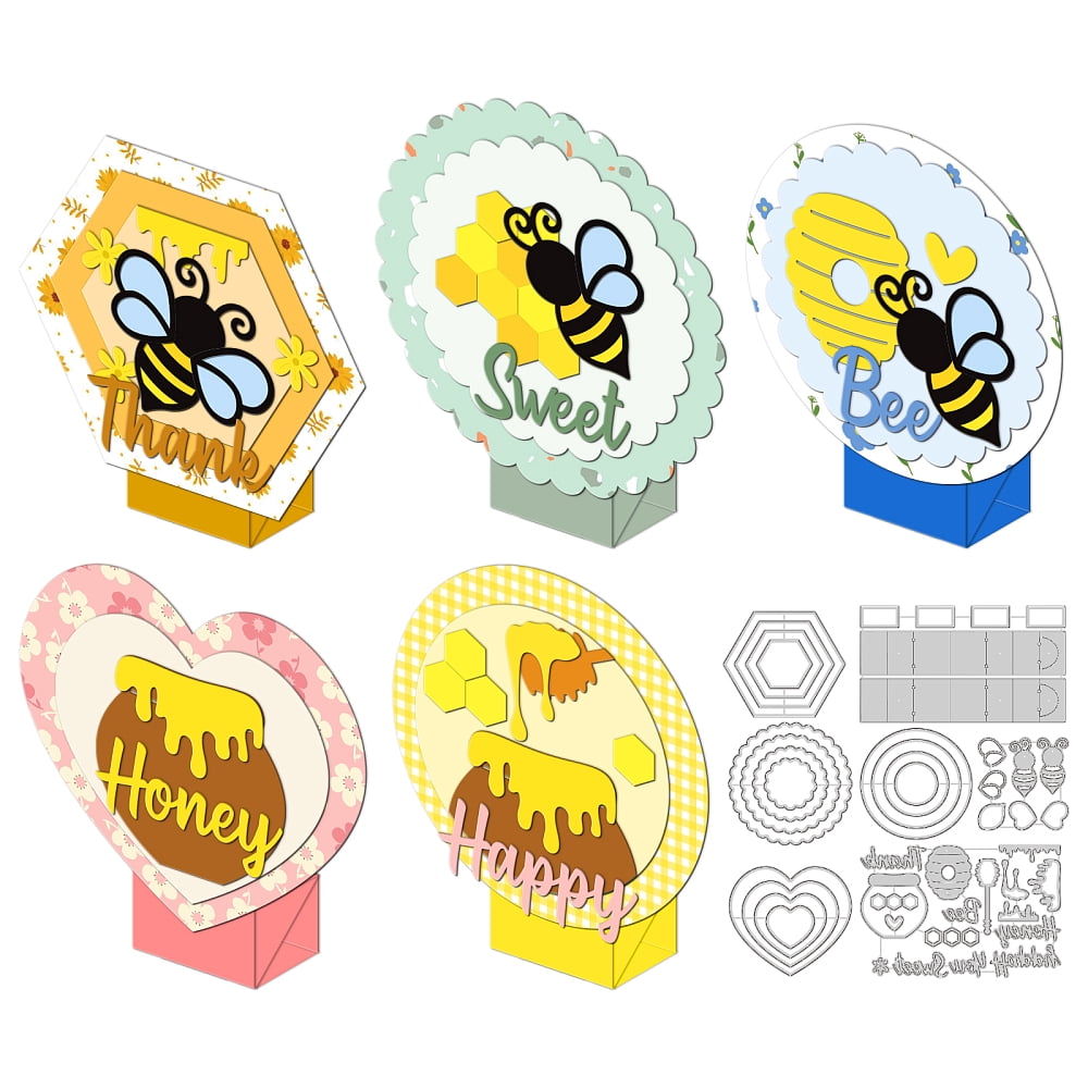 Bee Cut Dies Slider Card Metal Cutting Dies Heart Flat Round Flower ...