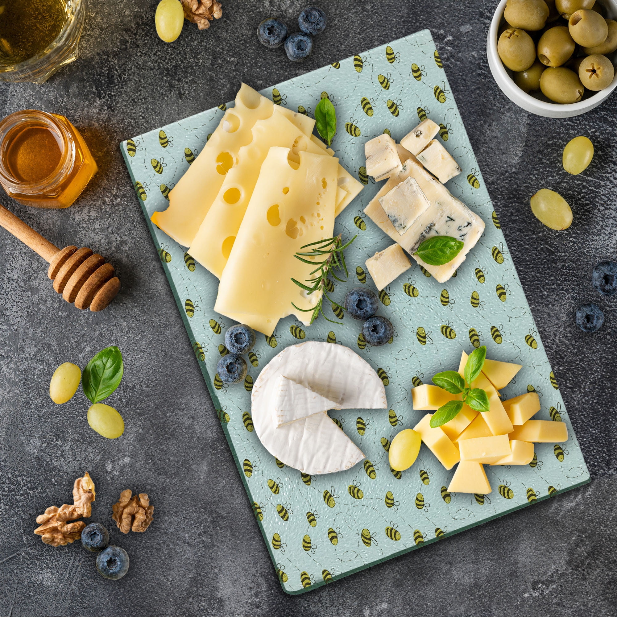 Bee Cutting Board, Simplistic Illustration of Buzzing and Flying Bees ...