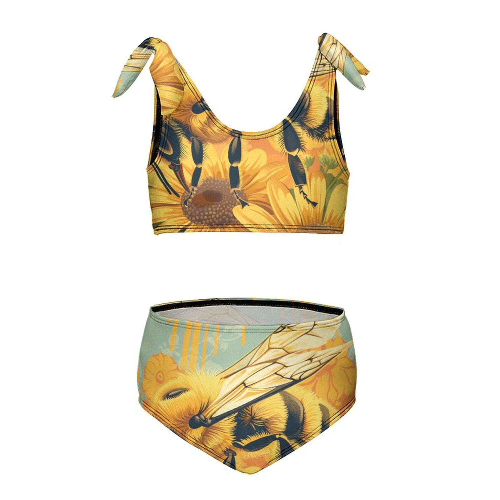 Bee Daisy Flower Girl's 2 Piece Bikini Set Beach Sport Swimsuit Swimwear 6-7Y（110cm） - Walmart.com